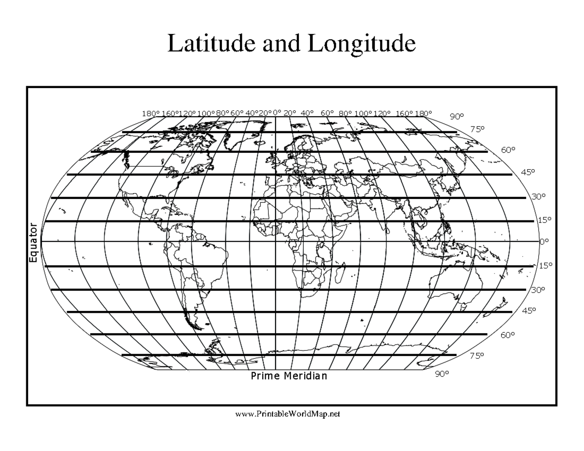 Longitude and Latitude Map - HISC 120 - Latitude and Longitude 0° Prime ...
