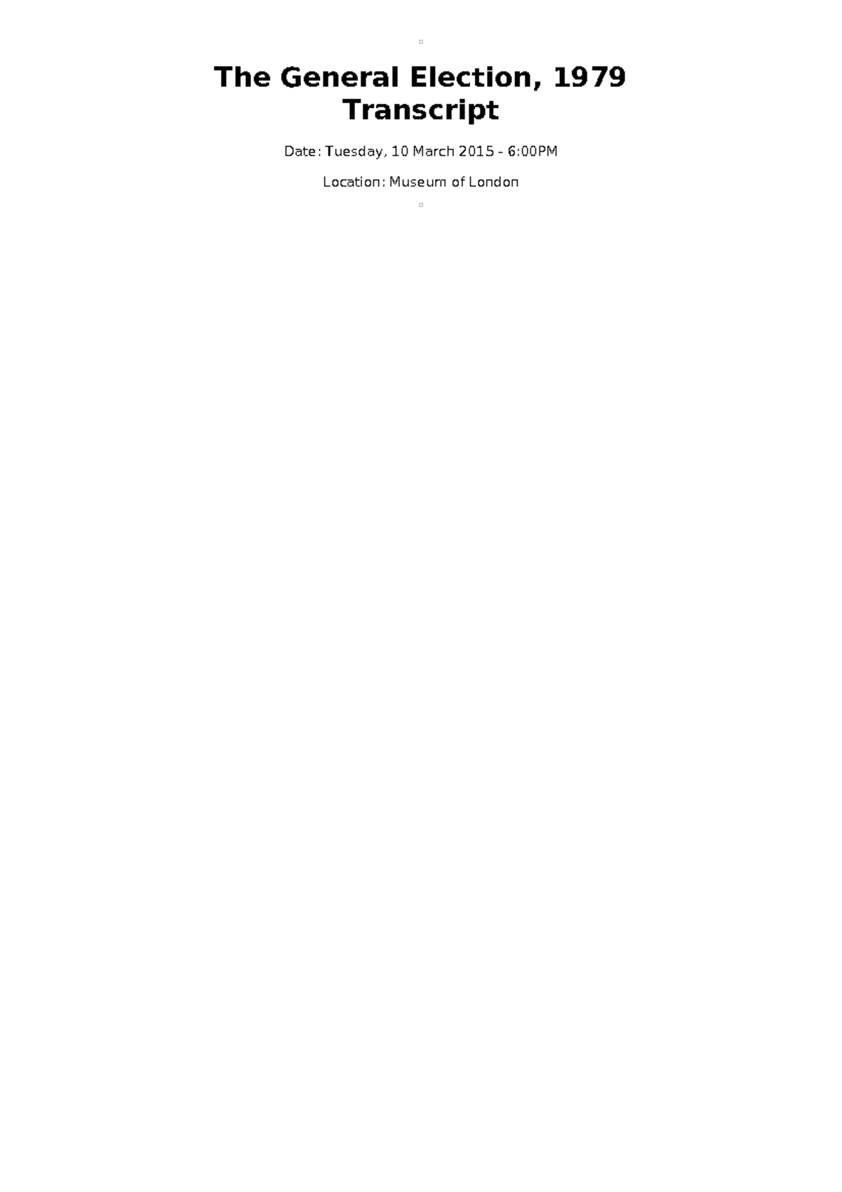 The general election 1979 - The General Election, 1979 Transcript Date ...