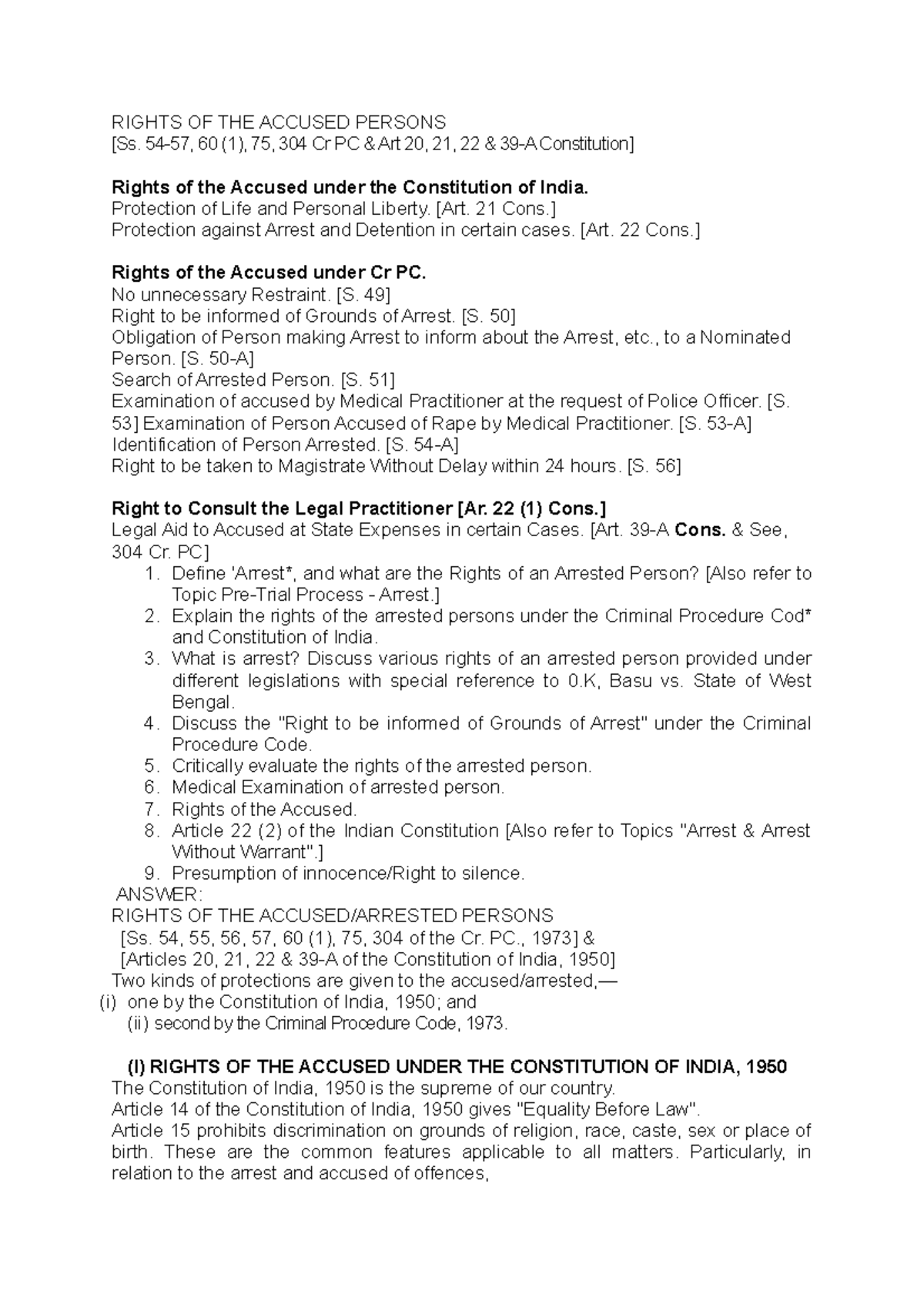 Unit 1 Rights OF THE Accused Persons - RIGHTS OF THE ACCUSED PERSONS ...