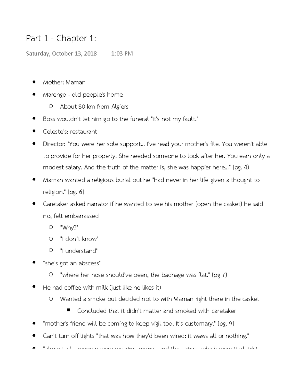 The Stranger Part 1 - Chapter 1 - Part 1 Chapter 1: Saturday, October ...