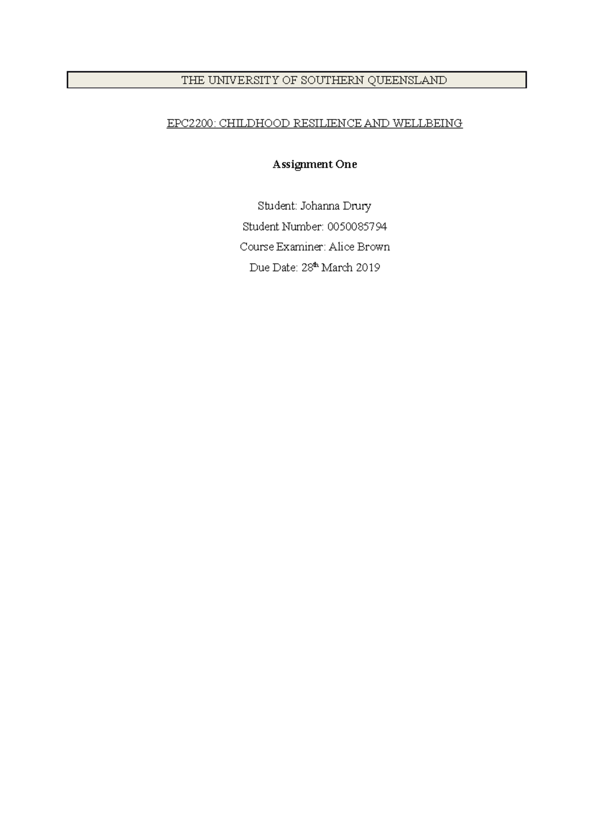 EPC2200 A1 JDrury - This assignment is an essay on the importance of ...