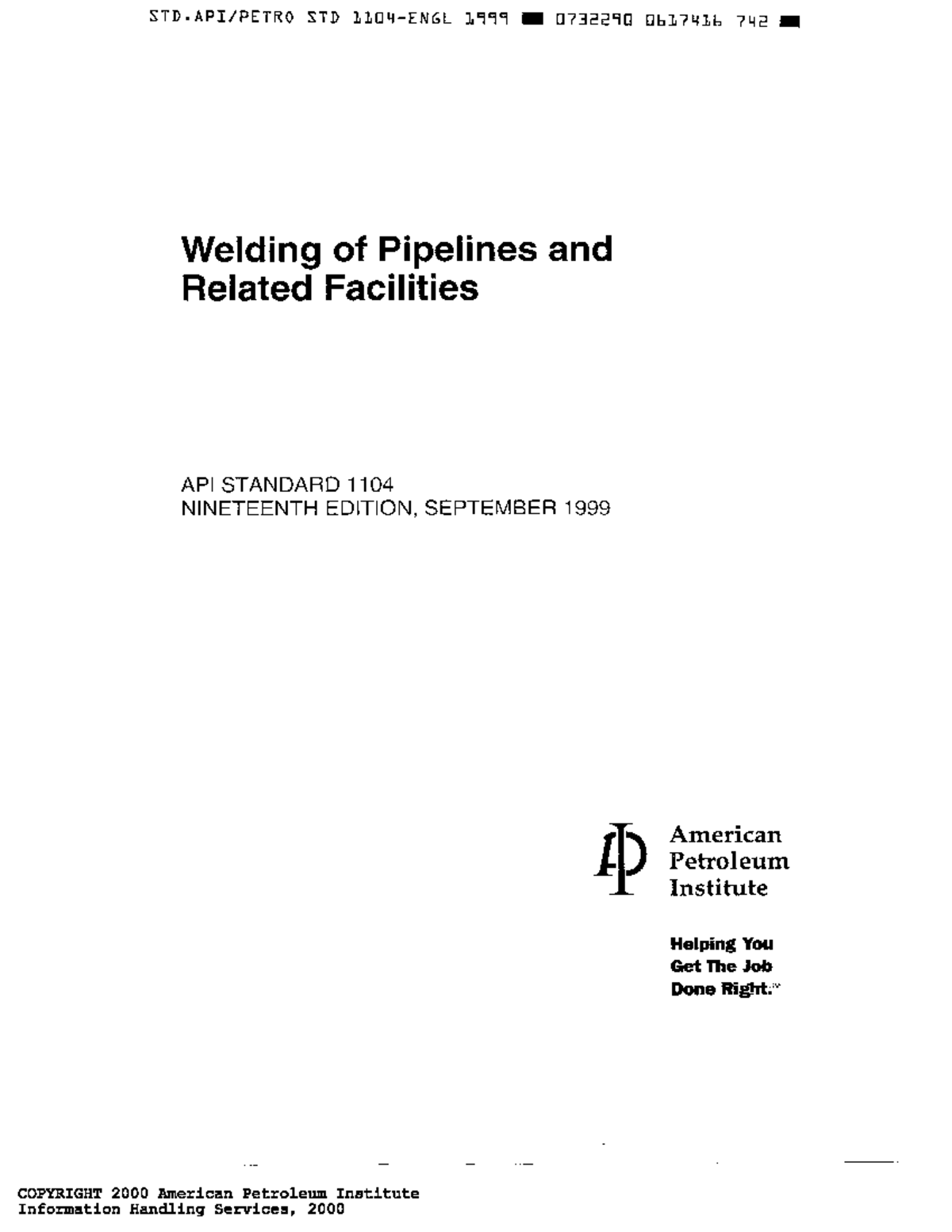 API STD 1104 - soldadura de tuberías e instalaciones relacionadas ...