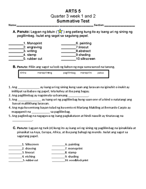 Arts 5 quarter 1 module 4 - Arts 5 Quarter 1 Module 4 Summative Test ...