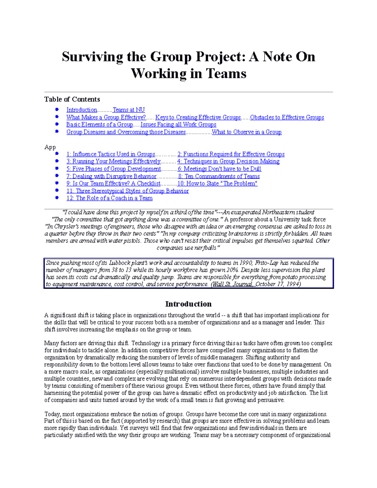 Surviving the Group Project-rev - ........ at NU What Makes a Group ...