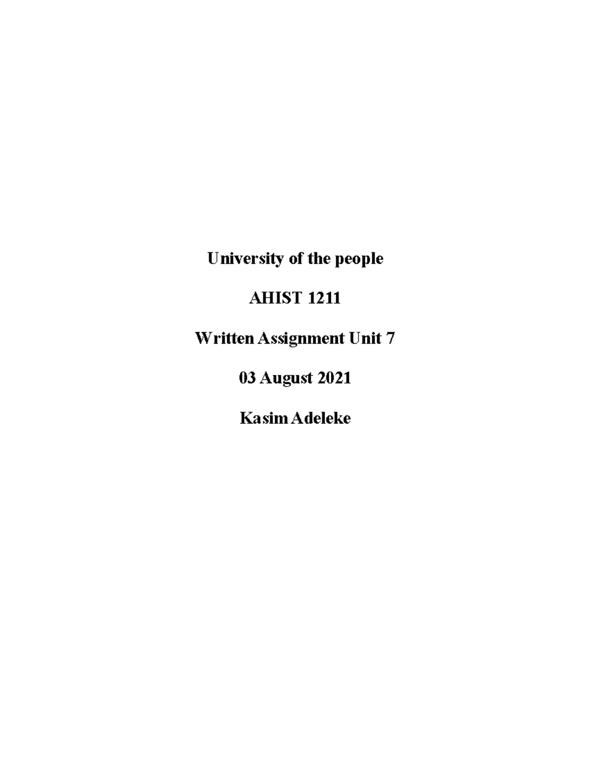 Ahist 1401 Submission - Assignment that help you to grasp the knowledge ...