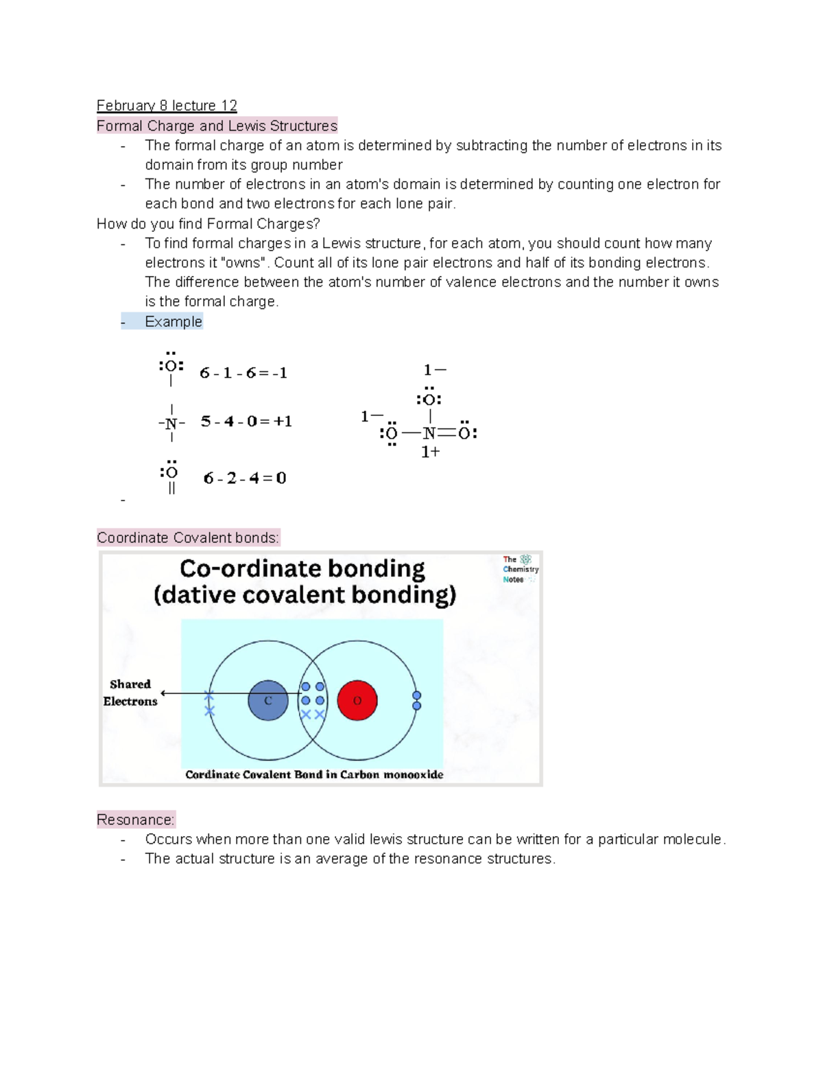 Chem lecture February 8 - February 8 lecture 12 Formal Charge and Lewis ...