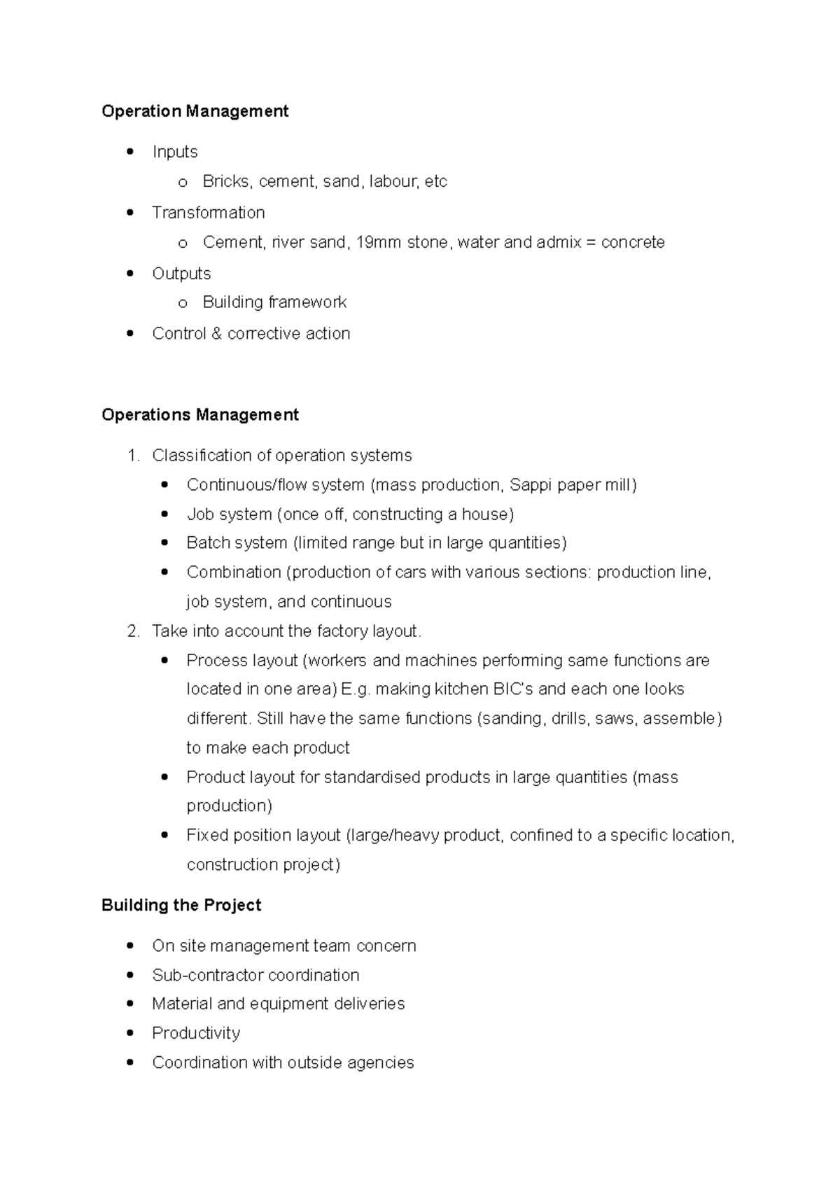 Operation Management - Classification of operation systems Continuous ...