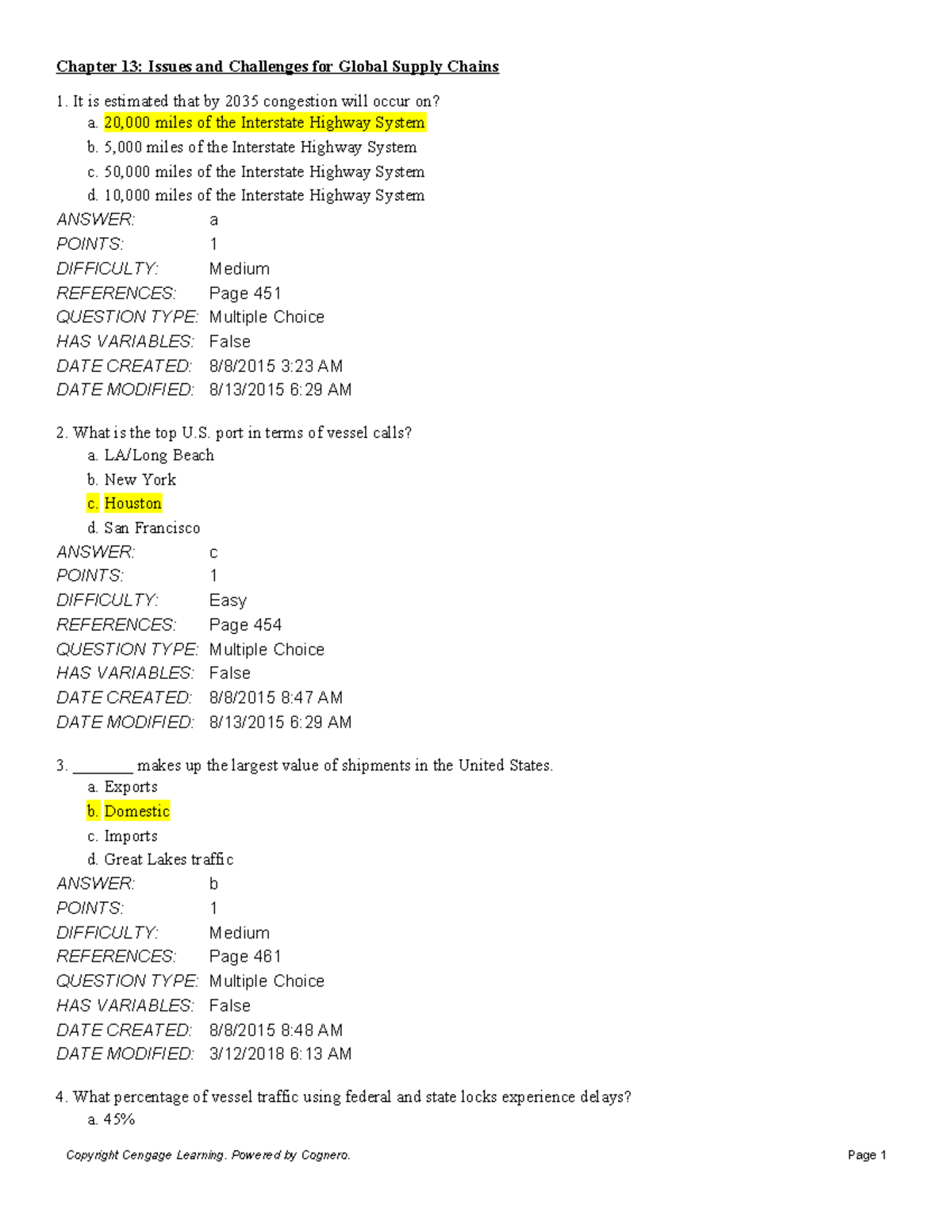 Question Bank_Chapter 13 - 1. It is estimated that by 2035 congestion will occur on? a. 20,000 ...