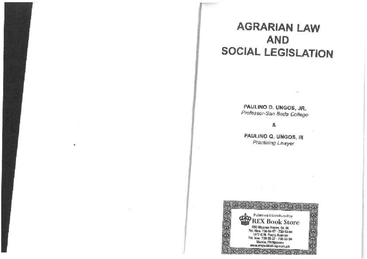 Agrarian-and-Social-Legislation 2 - Philosophy of Law - Studocu