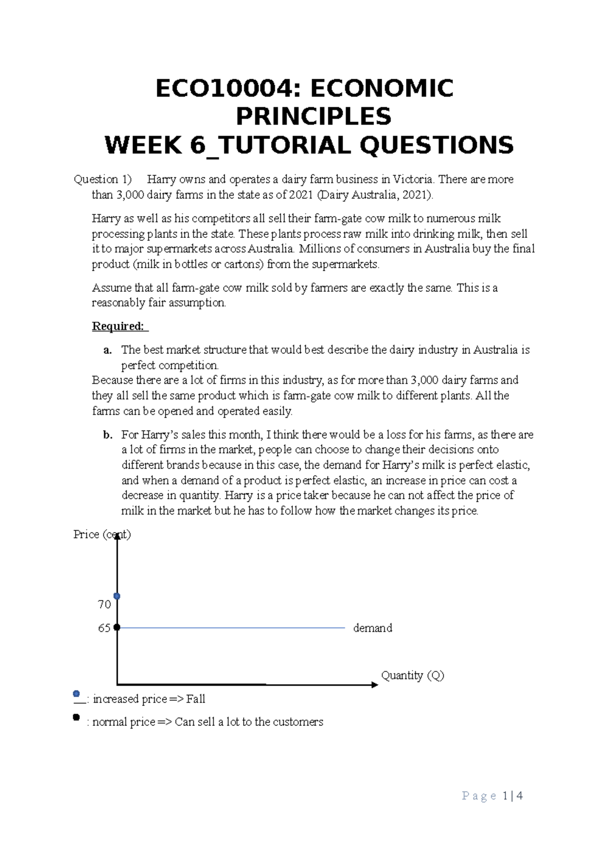 Week 6 Tutorial Questions Answered ECO10004 - ECO10004: ECONOMIC ...
