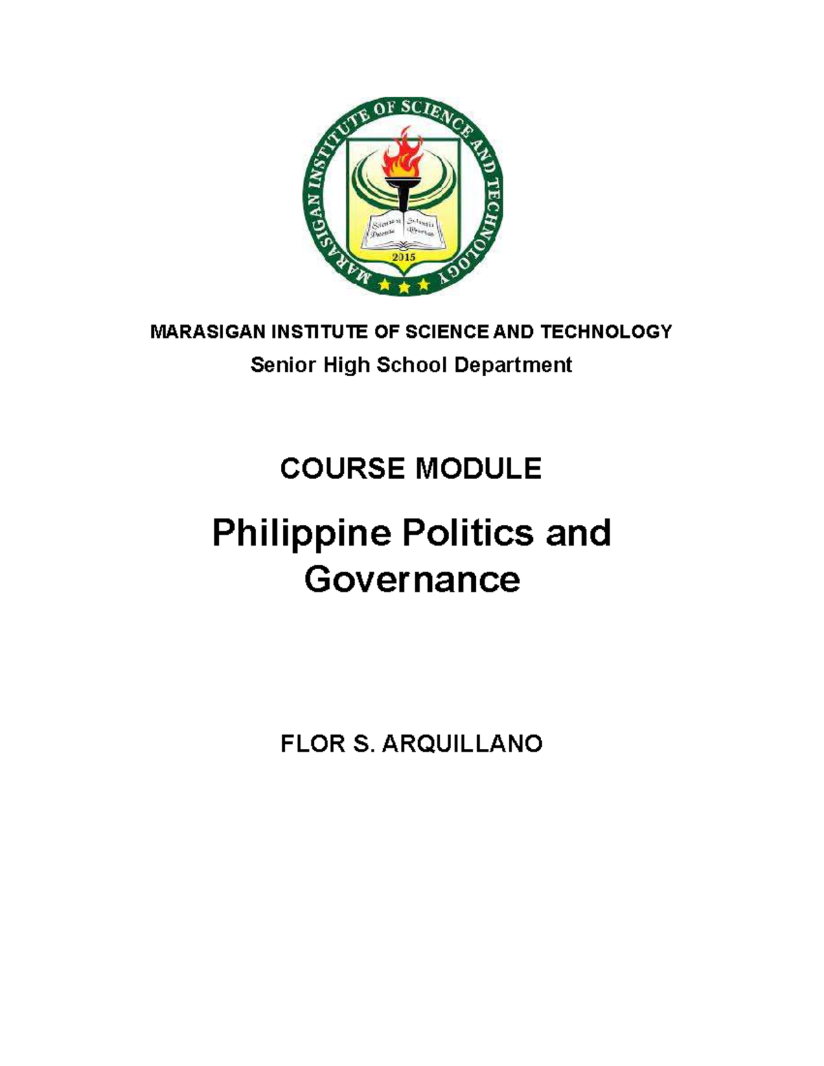Politics AND Governance Module 1 - ####### MARASIGAN INSTITUTE OF ...