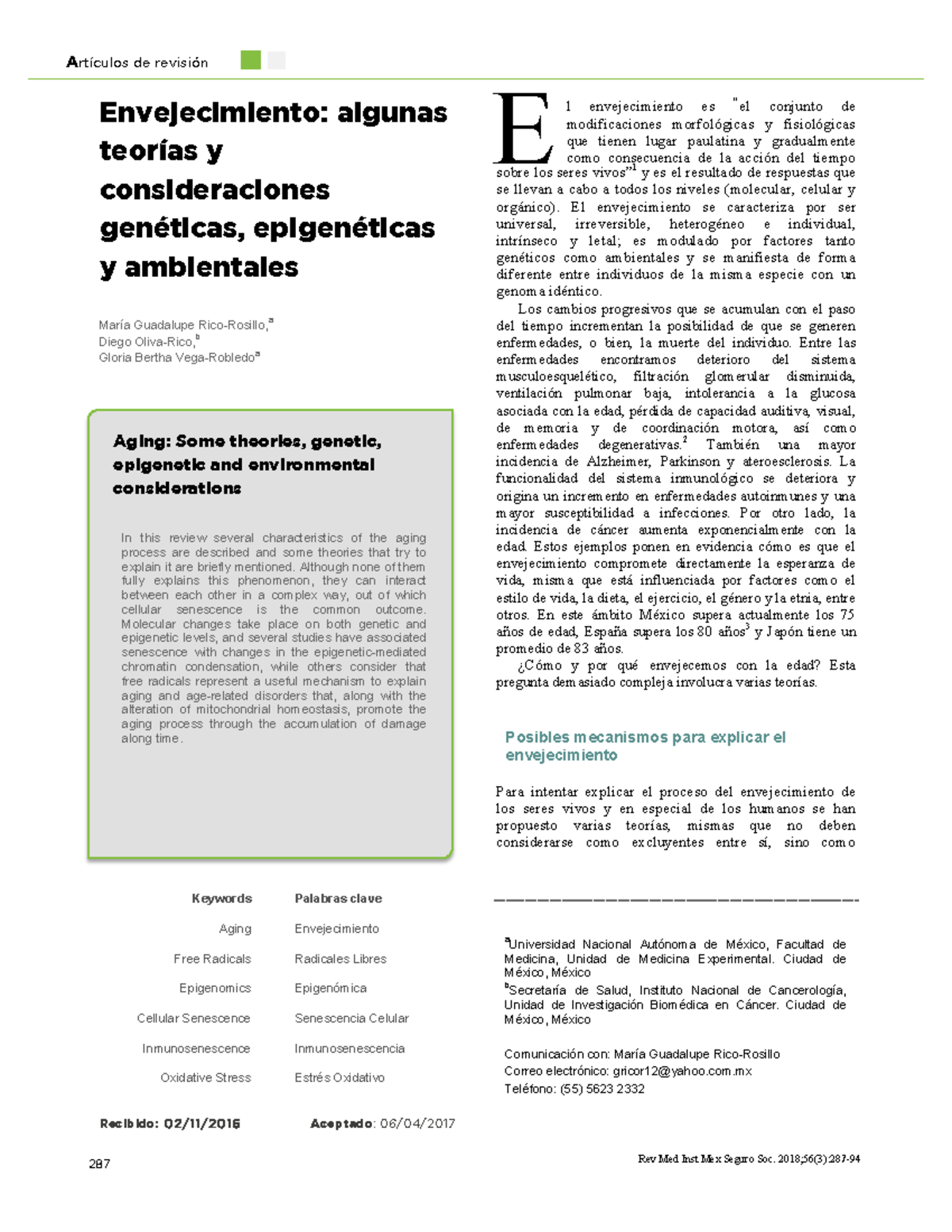 Mecanismos de envejecimiento celular 2017 - Artículos de revisión Rev ...