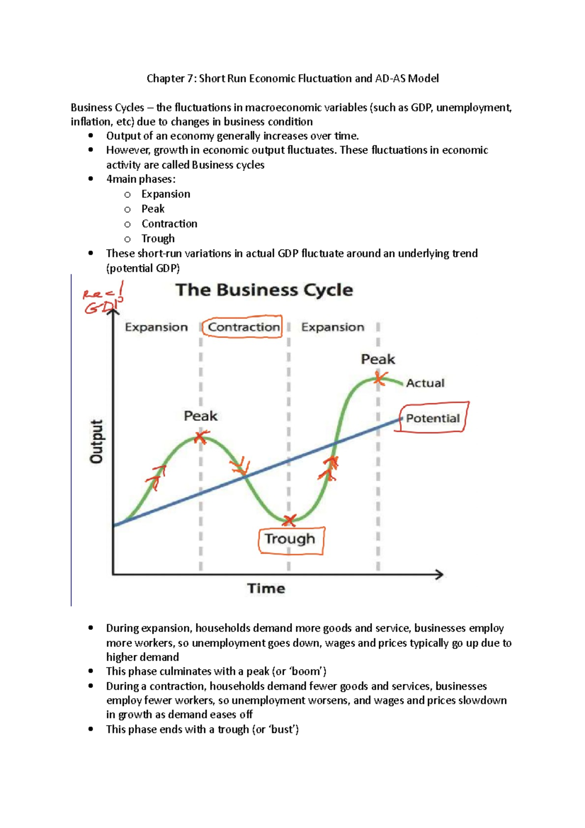 Chapter 7 - Lecture notes 7 - Chapter 7: Short Run Economic Fluctuation ...