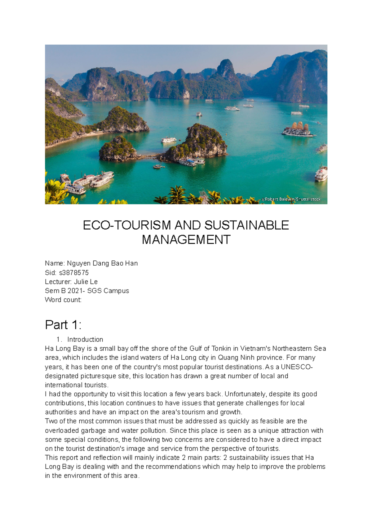 Field Trip report and reflection - Eco-Tourism & Sustainable ...