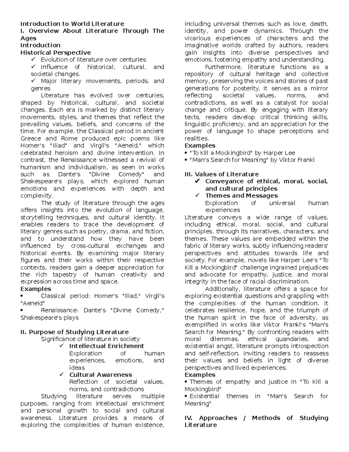 Prelim-Study-Guides 124833 - Introduction to World Literature I ...