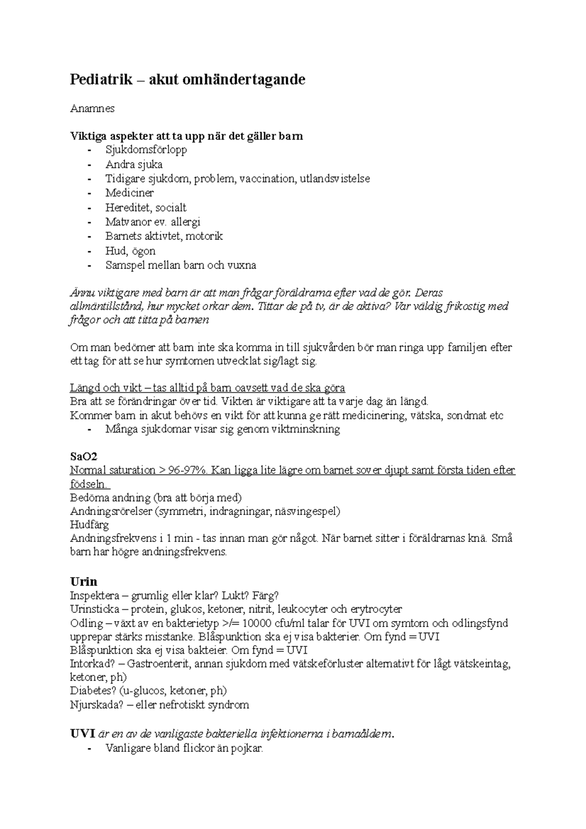 Pediatrik anamnes,akutomhändertagande - Pediatrik – akut ...