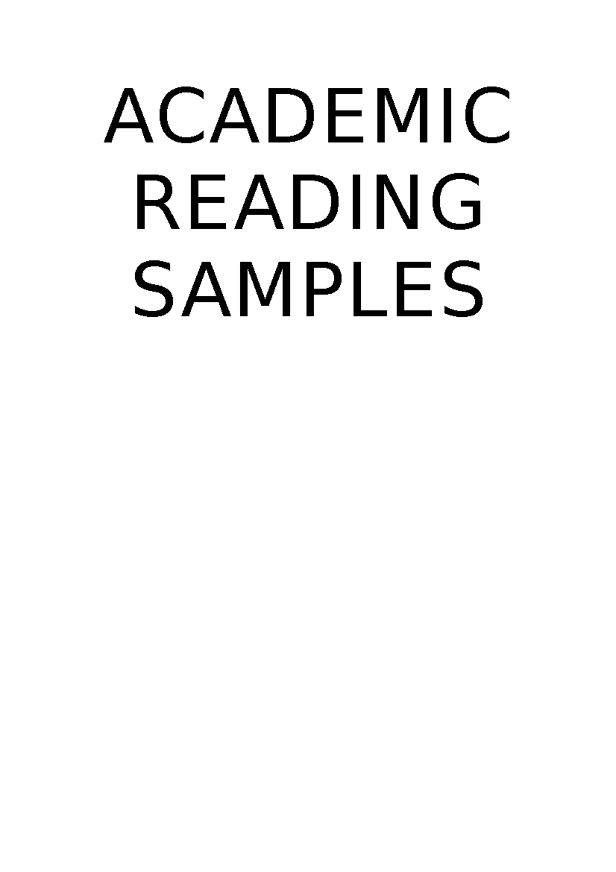 Academic Reading Samples - ACADEMIC READING SAMPLES POPULATION ...