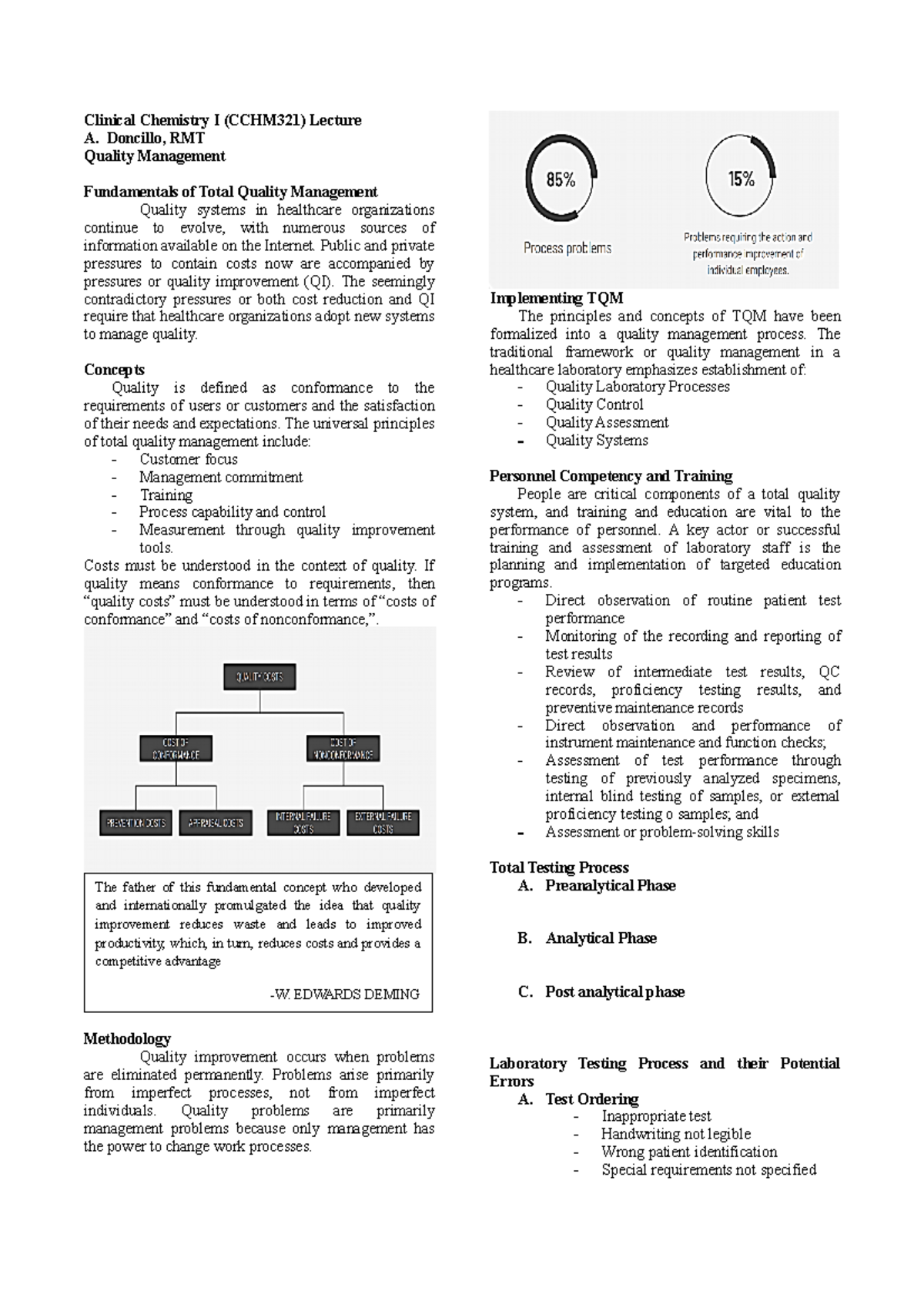 Clinical Chemistry I Week 7: Quality control - Clinical Chemistry I ...