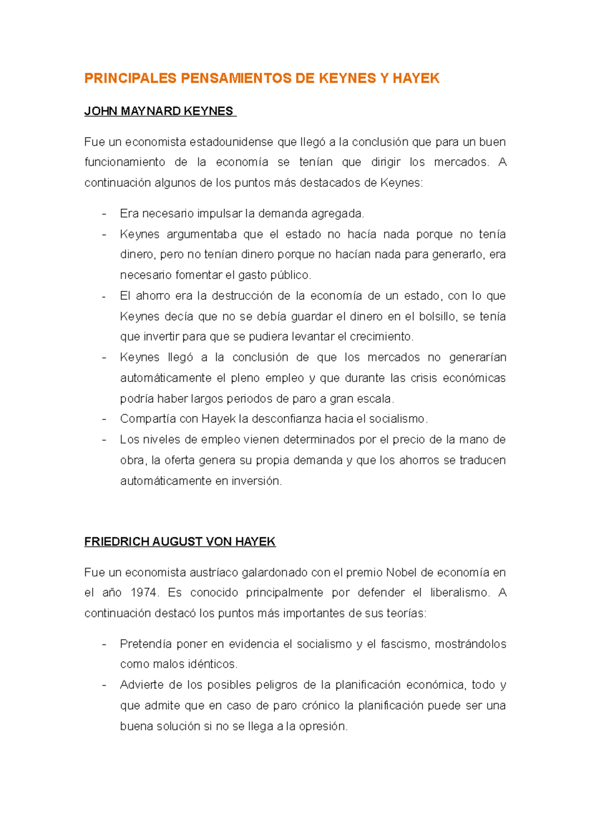 Keynes vs hayek - comparación entre los dos grandes economistas de la ...