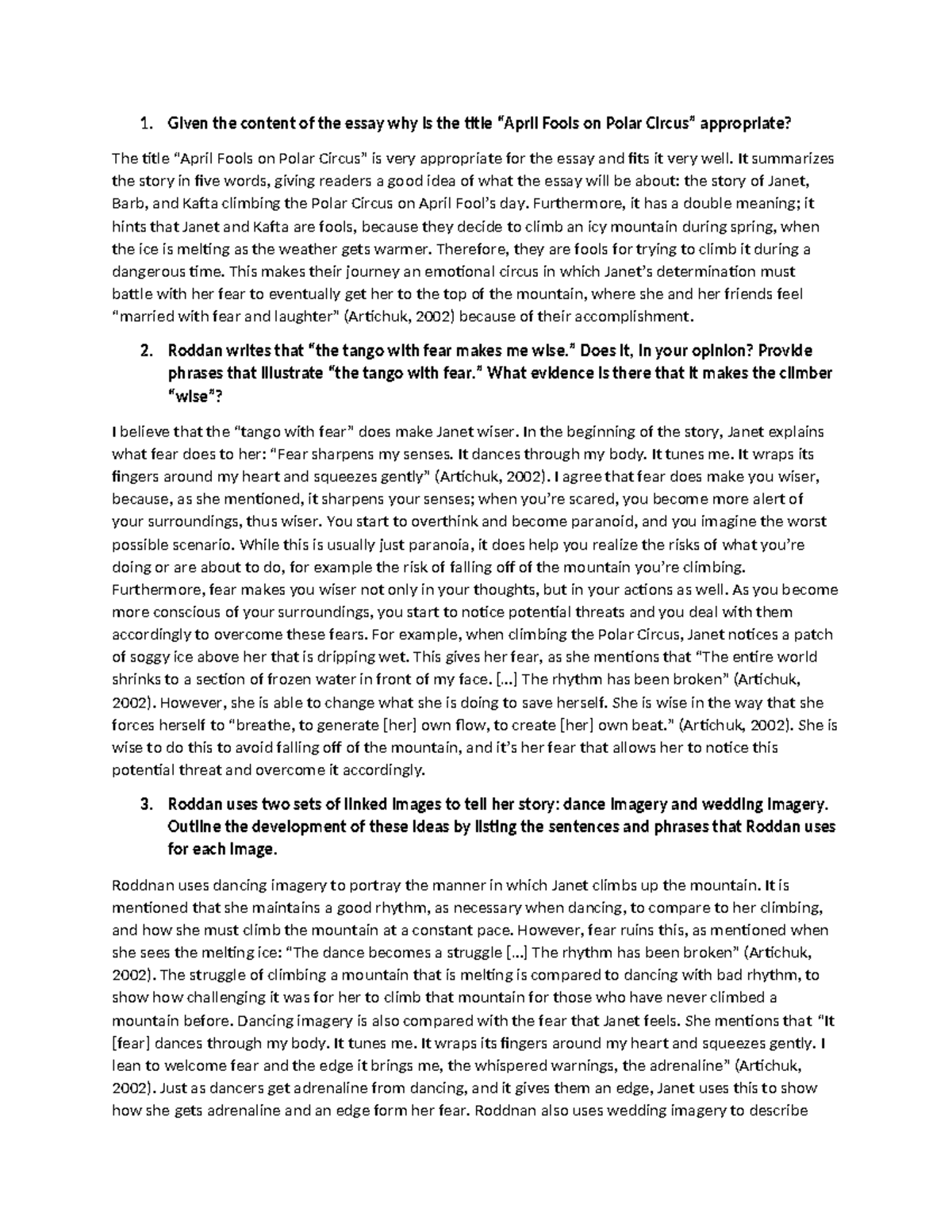 ENG4U-X2 April Fools on Polar Circus Questions - Given the content of ...