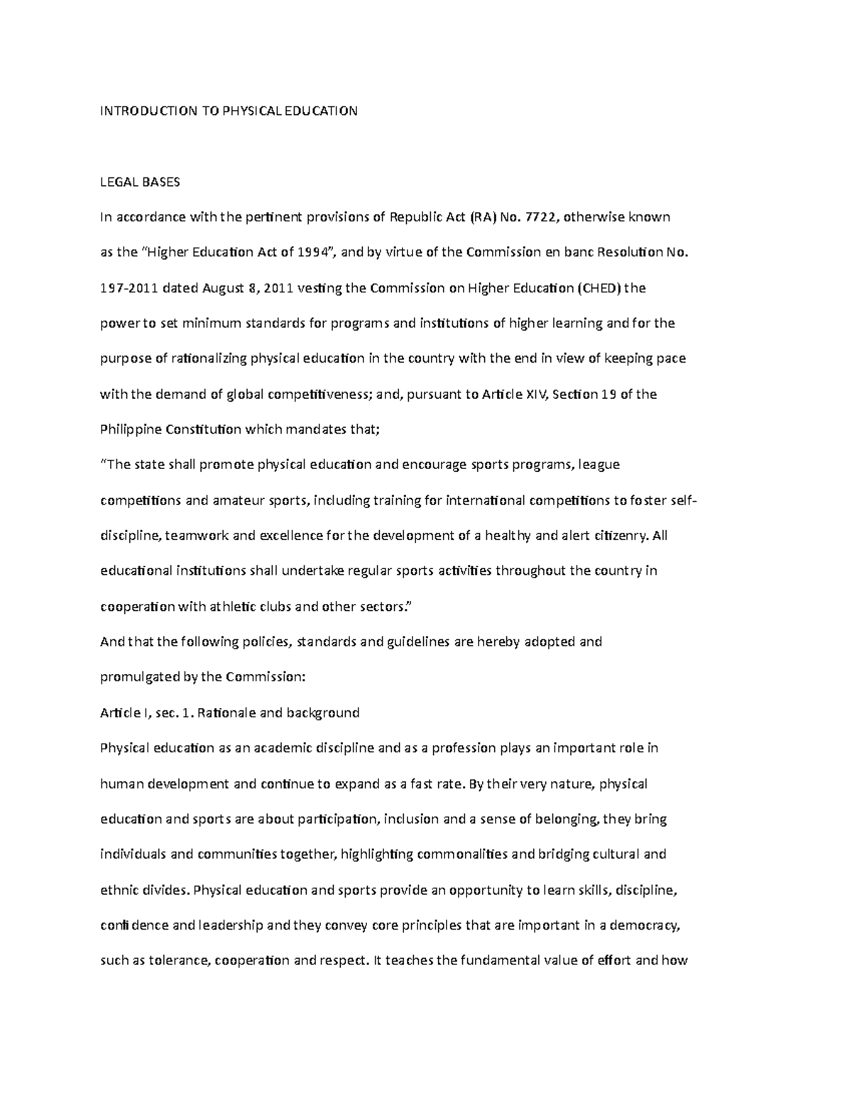 Pathf first - physical activities towards health and fitness - INTRODUCTION TO PHYSICAL ...