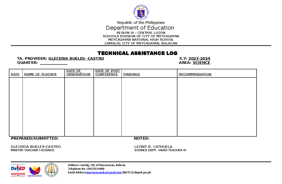 TECH Assist 2324V - TECHNICAL - Republic of the Philippines Department ...