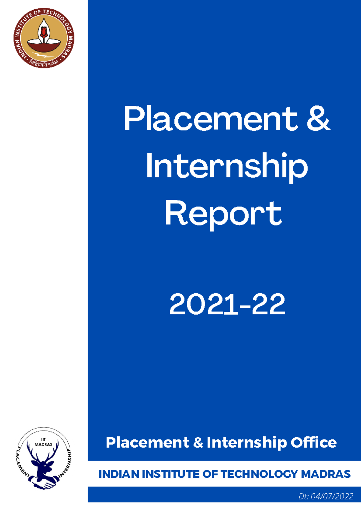IITM Placement&Internship Report Short 2021 22 - Placement & Internship ...