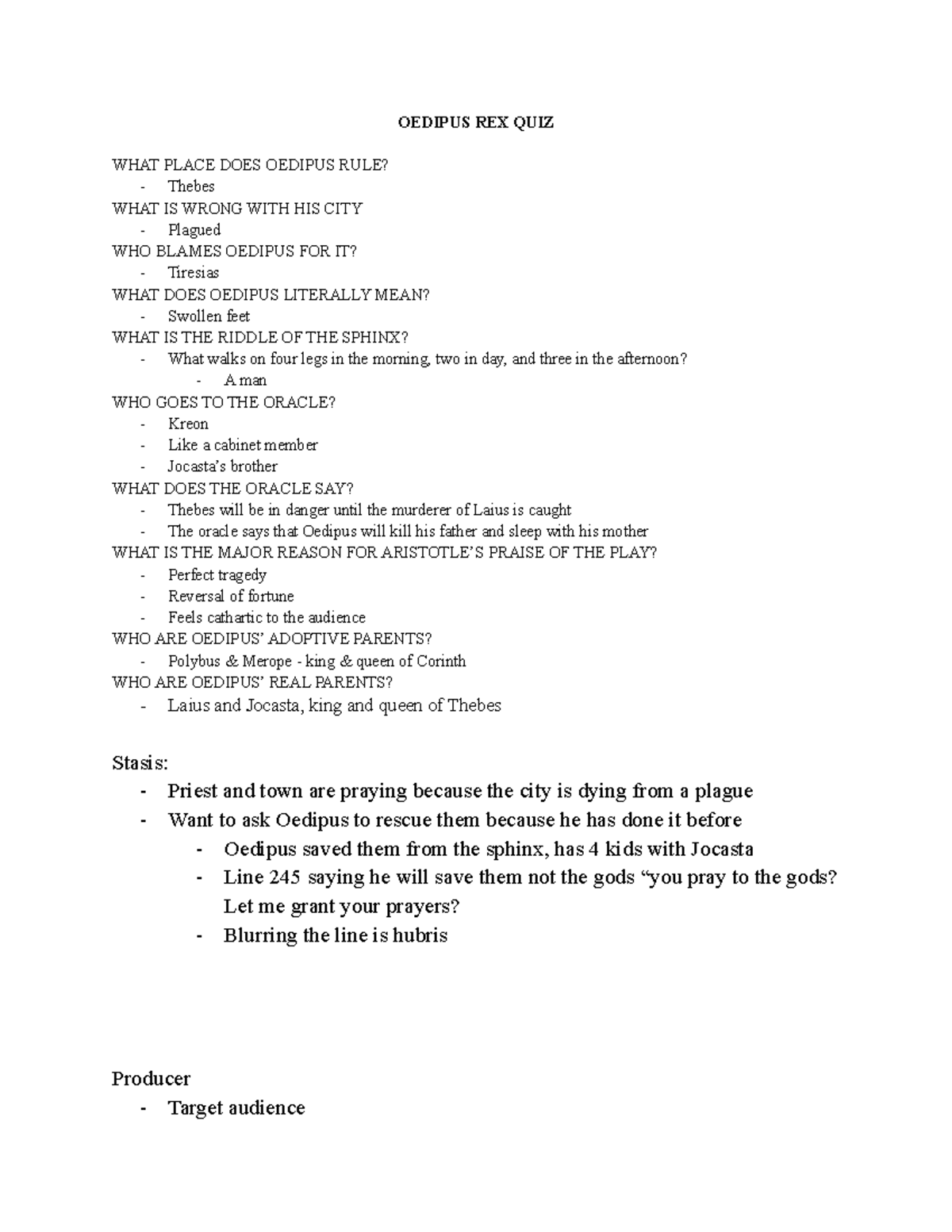 PA3 oedipus the king-2 - Jen Hart - OEDIPUS REX QUIZ WHAT PLACE DOES ...