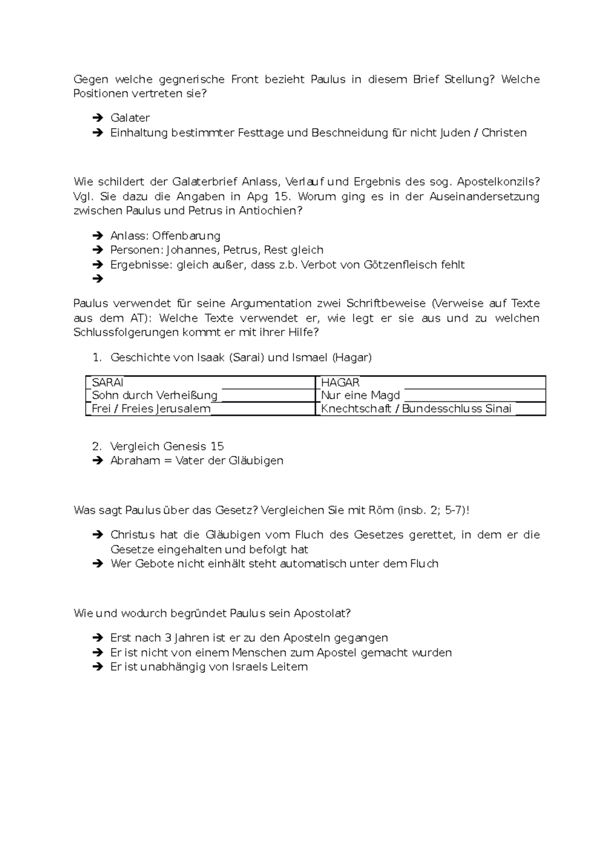 Galater Fragen - Gegen welche gegnerische Front bezieht Paulus in ...