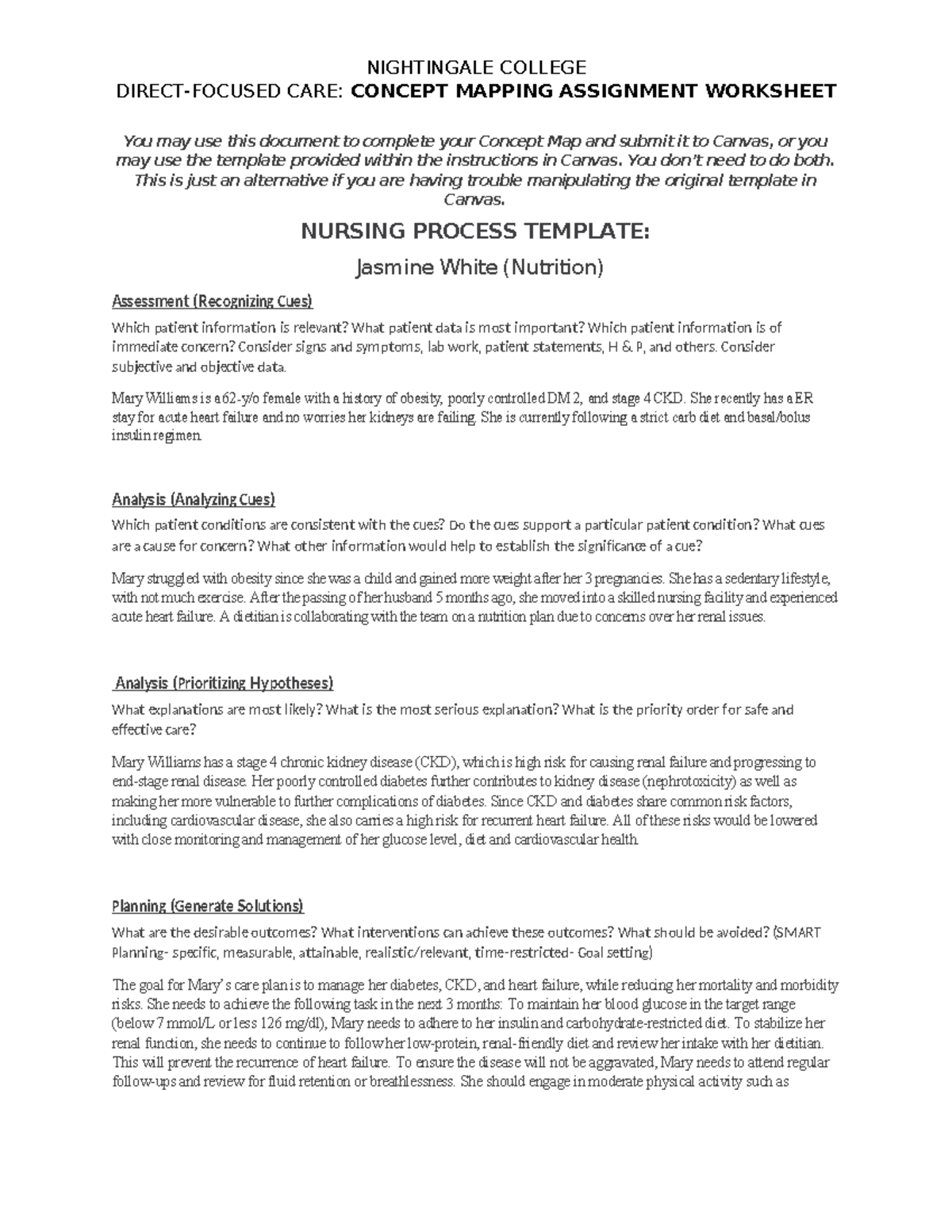 Concept Map Nutrition - Notes - DIRECT-FOCUSED CARE: CONCEPT MAPPING ...