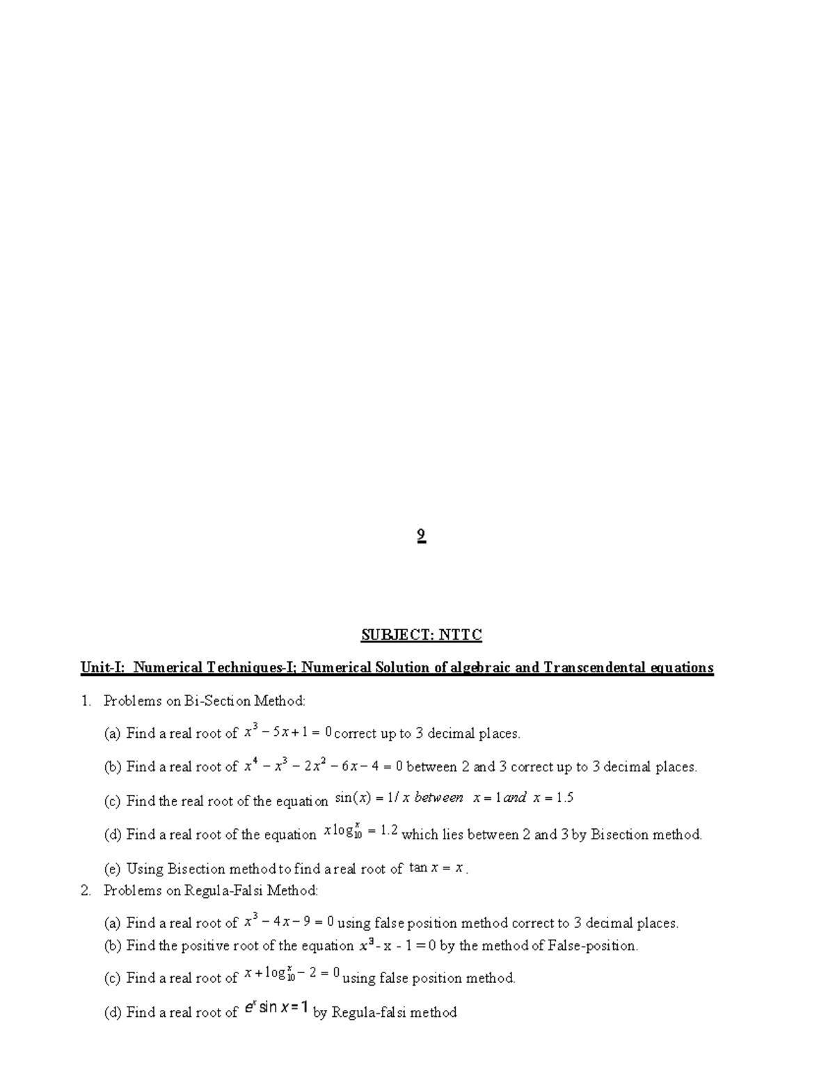 Nttc allinone - nttc notes - 9 SUBJECT: NTTC Unit-I: Numerical ...
