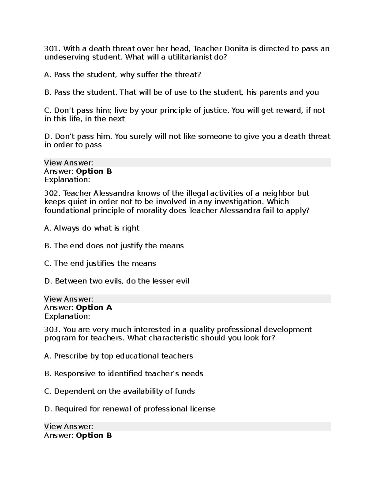 Professional Education 301-500 - With a death threat over her head ...