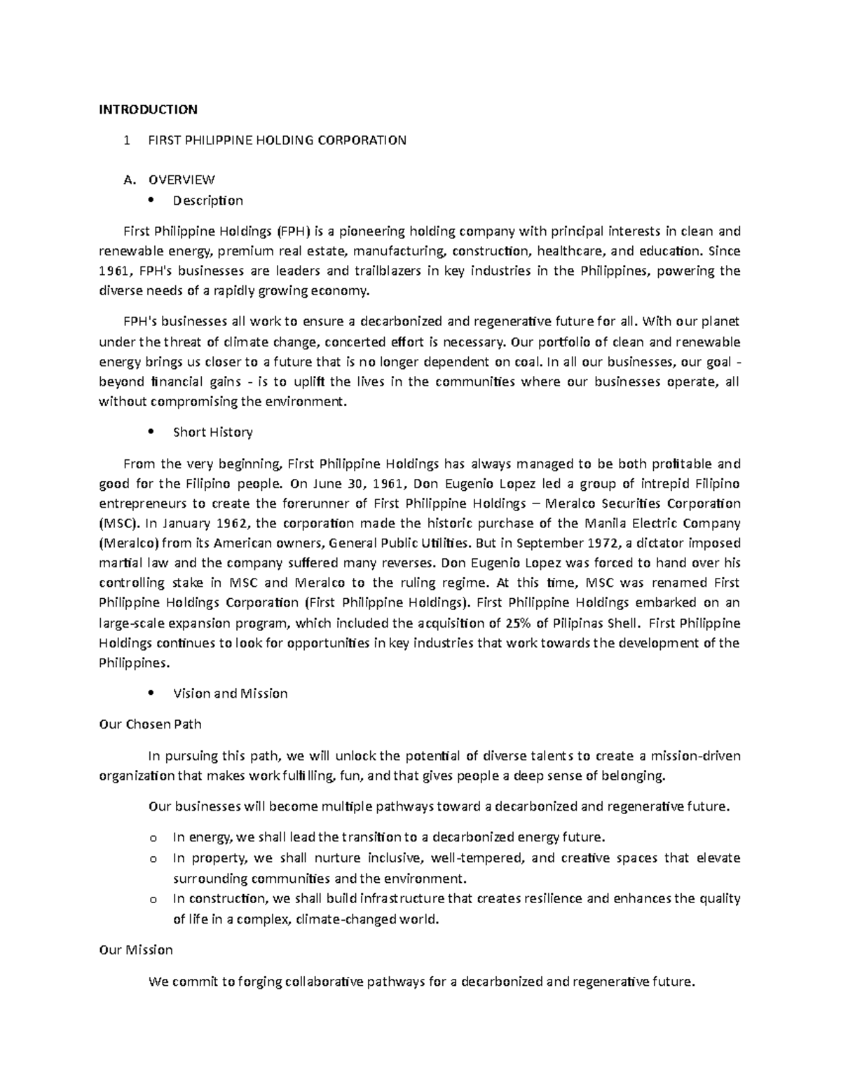 Introduction - business - INTRODUCTION 1 FIRST PHILIPPINE HOLDING ...