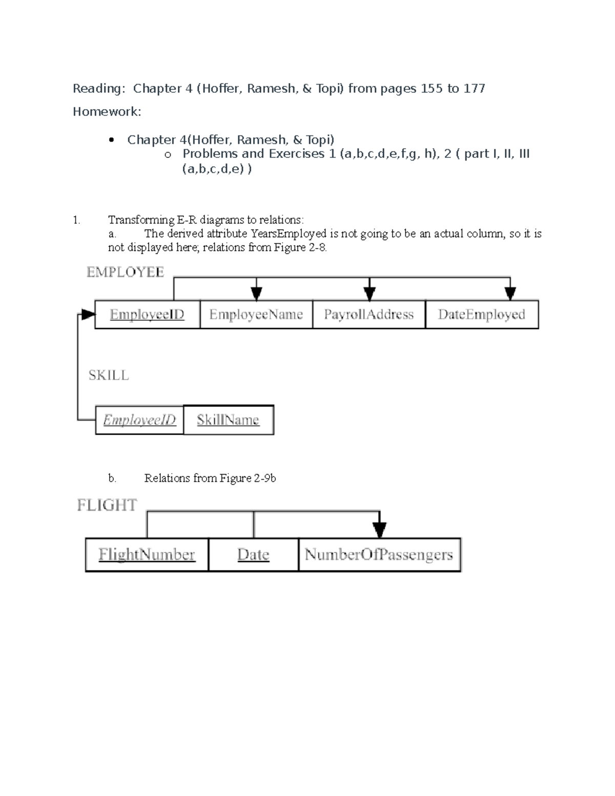 HW Week04 solution ch04 - Reading: Chapter 4 (Hoffer, Ramesh, & Topi) from pages 155 to 177 ...