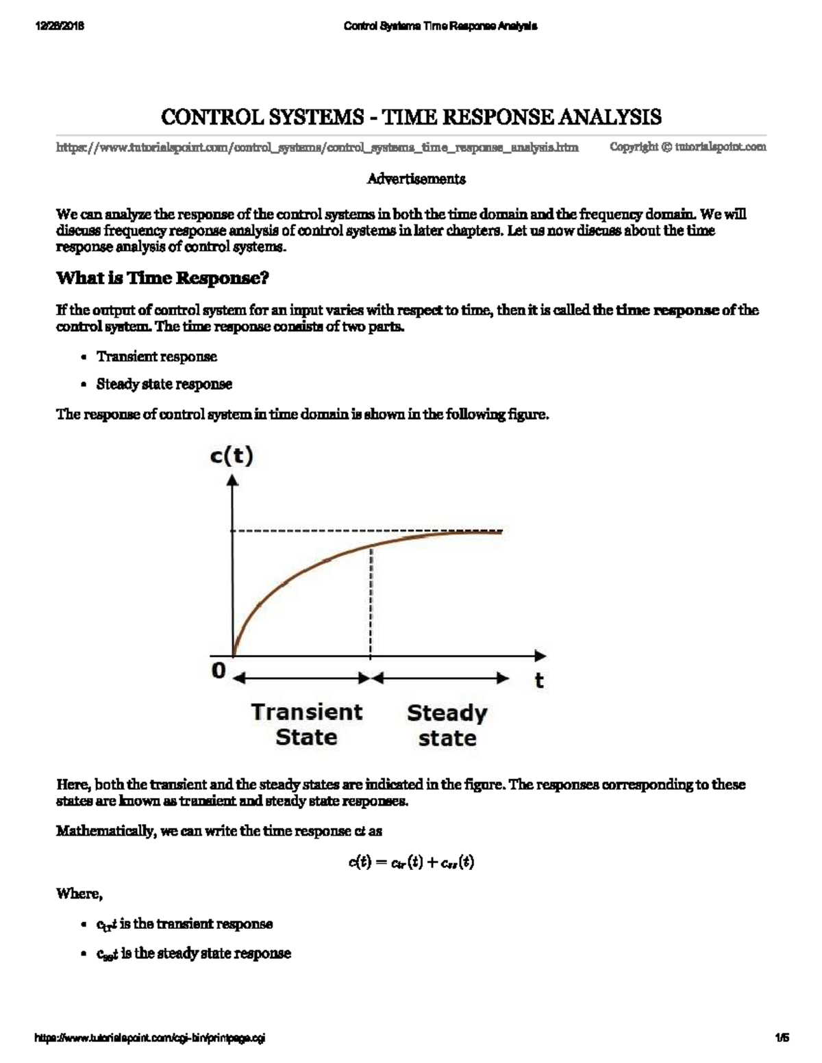 Time Response Analysis - Electromechanical Systems - Studocu