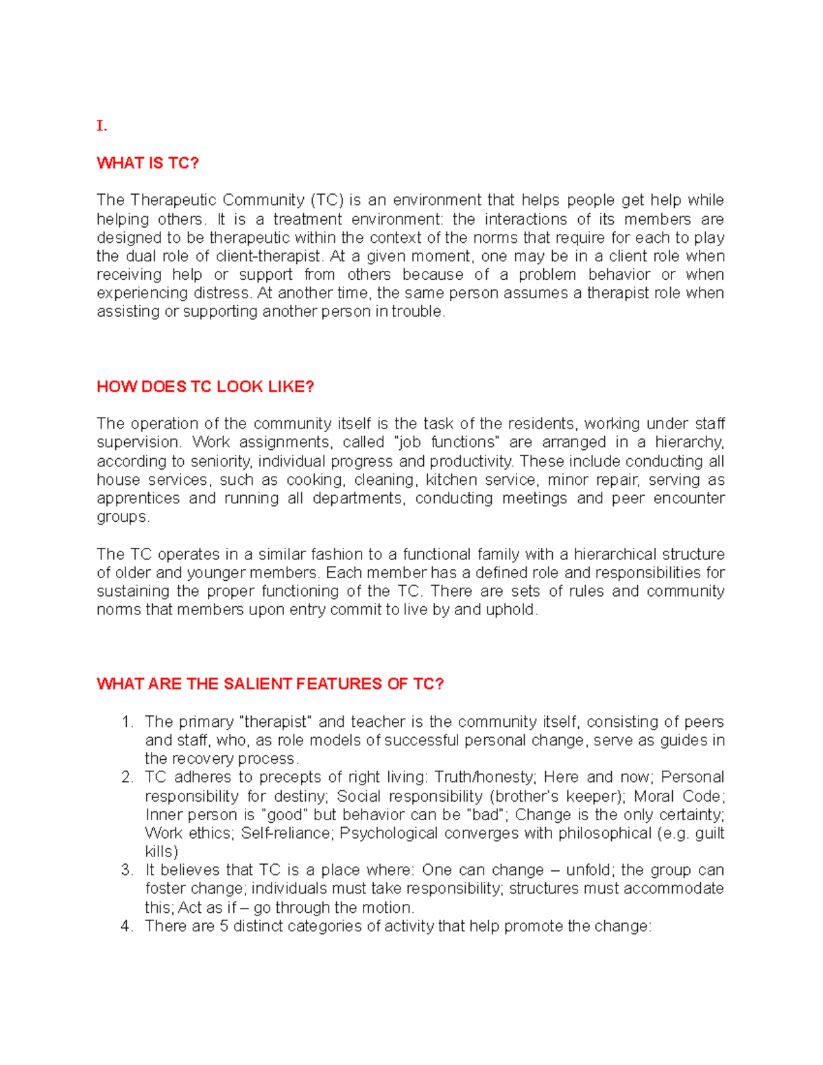 DOJ PPA Therapeutic Modality Programs - I. WHAT IS TC? The Therapeutic ...