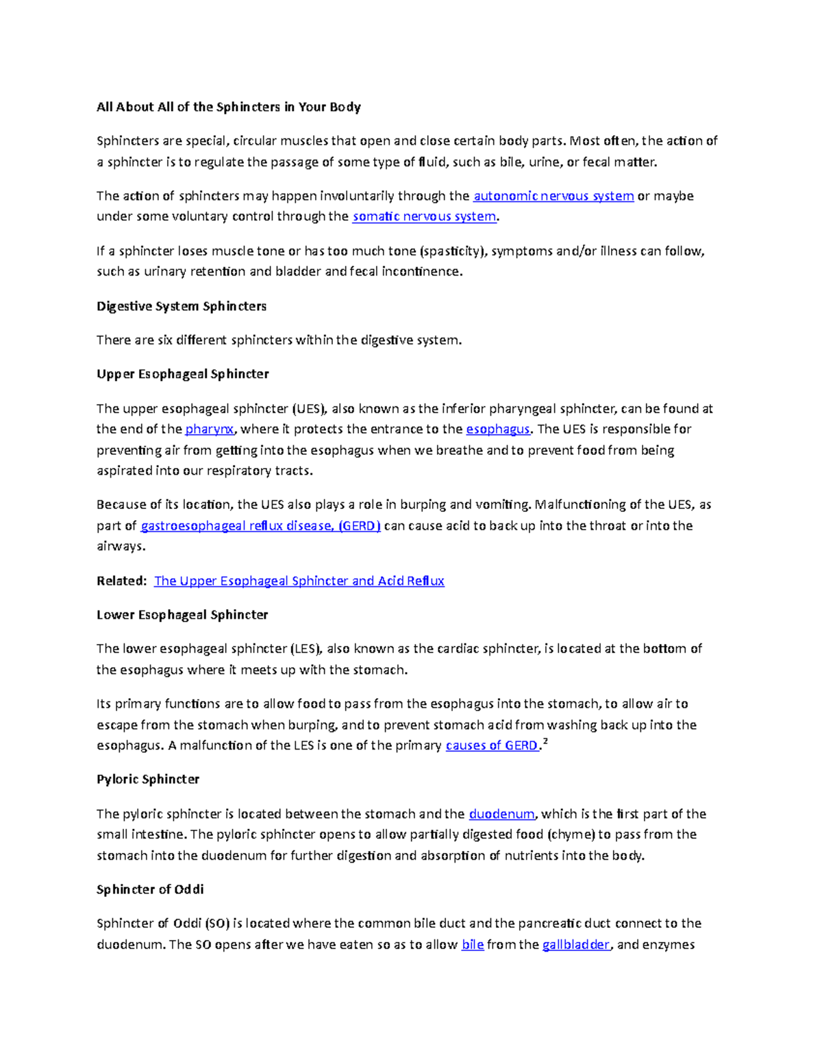 All About All of the Sphincters in Your Body - All About All of the ...