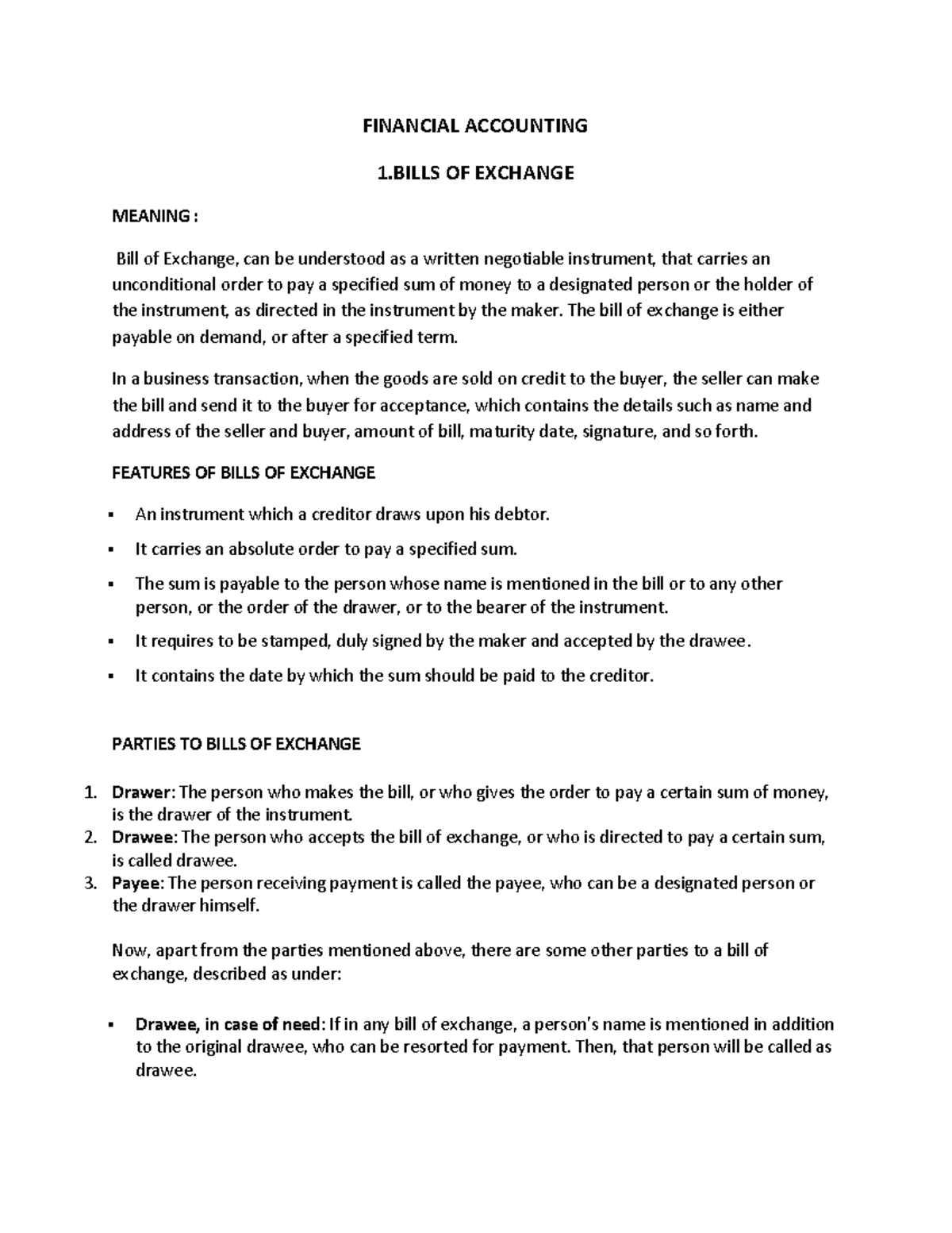 Financial Accounting Notes - FINANCIAL ACCOUNTING 1 OF EXCHANGE MEANING ...