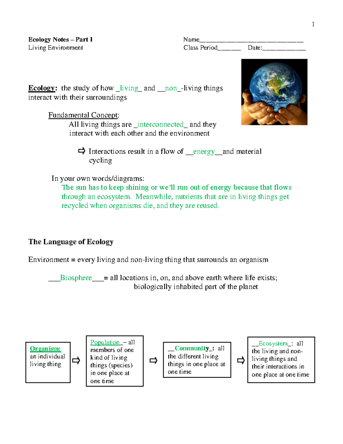 3 - biology answer keys - _Community: all the different living things ...