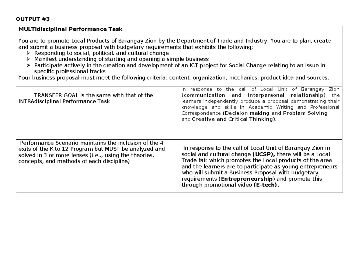 GRASPS Teaching english as a second english - OUTPUT MULTIdisciplinal ...