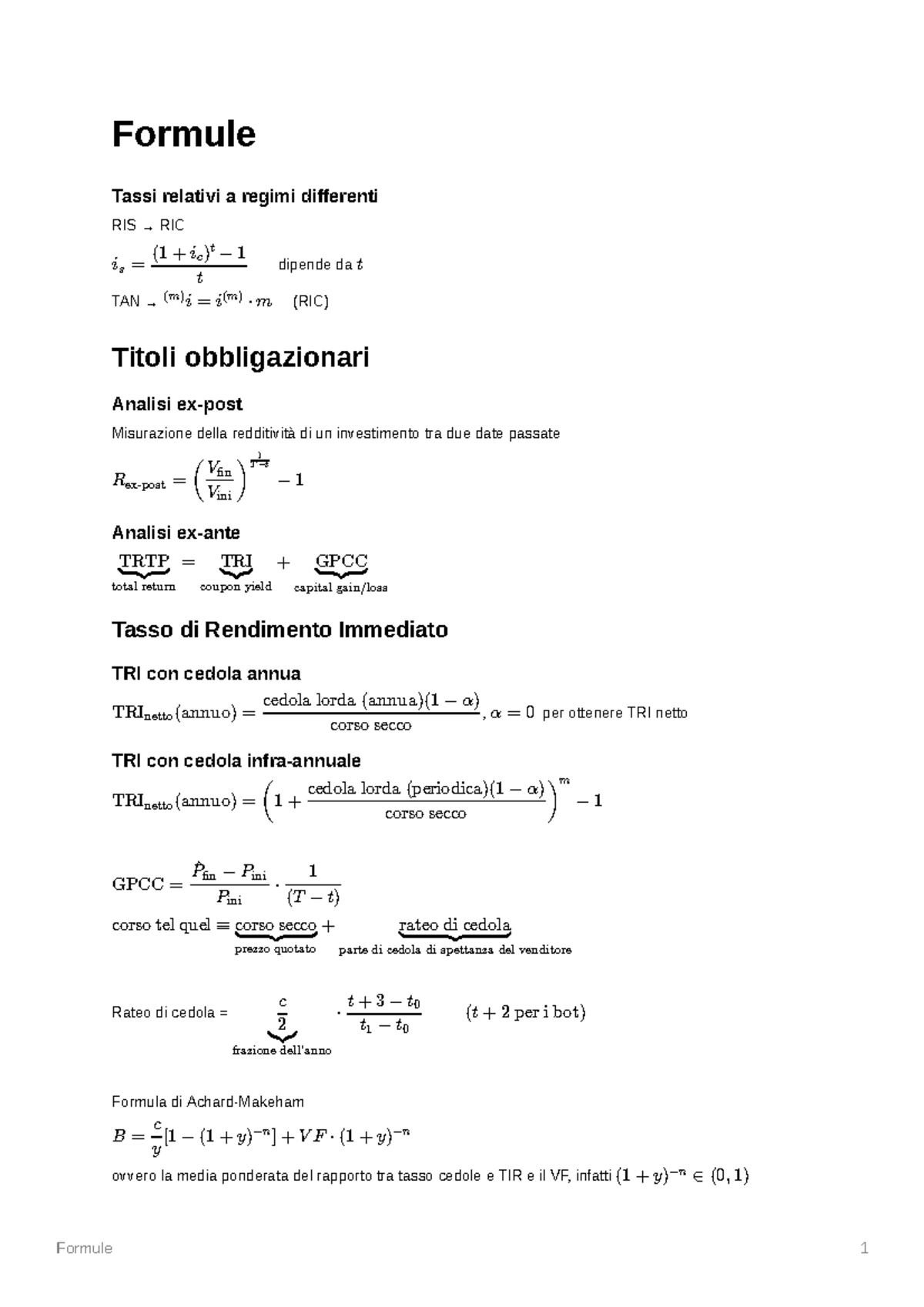 Formule - formulario - Formule Tassi relativi a regimi differenti RIS → ...