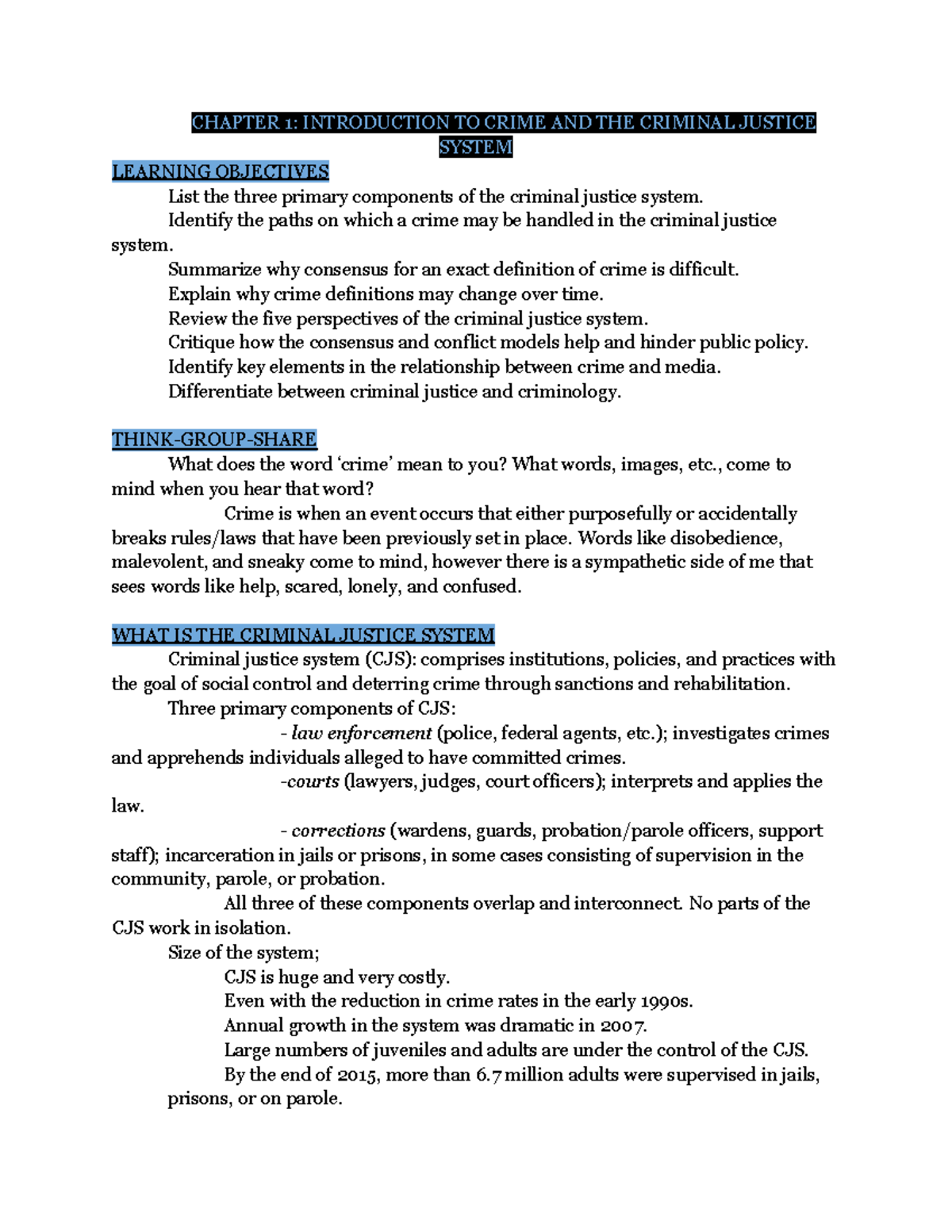 CCJ 101: Introduction to Crime and the Criminal Justice System ...