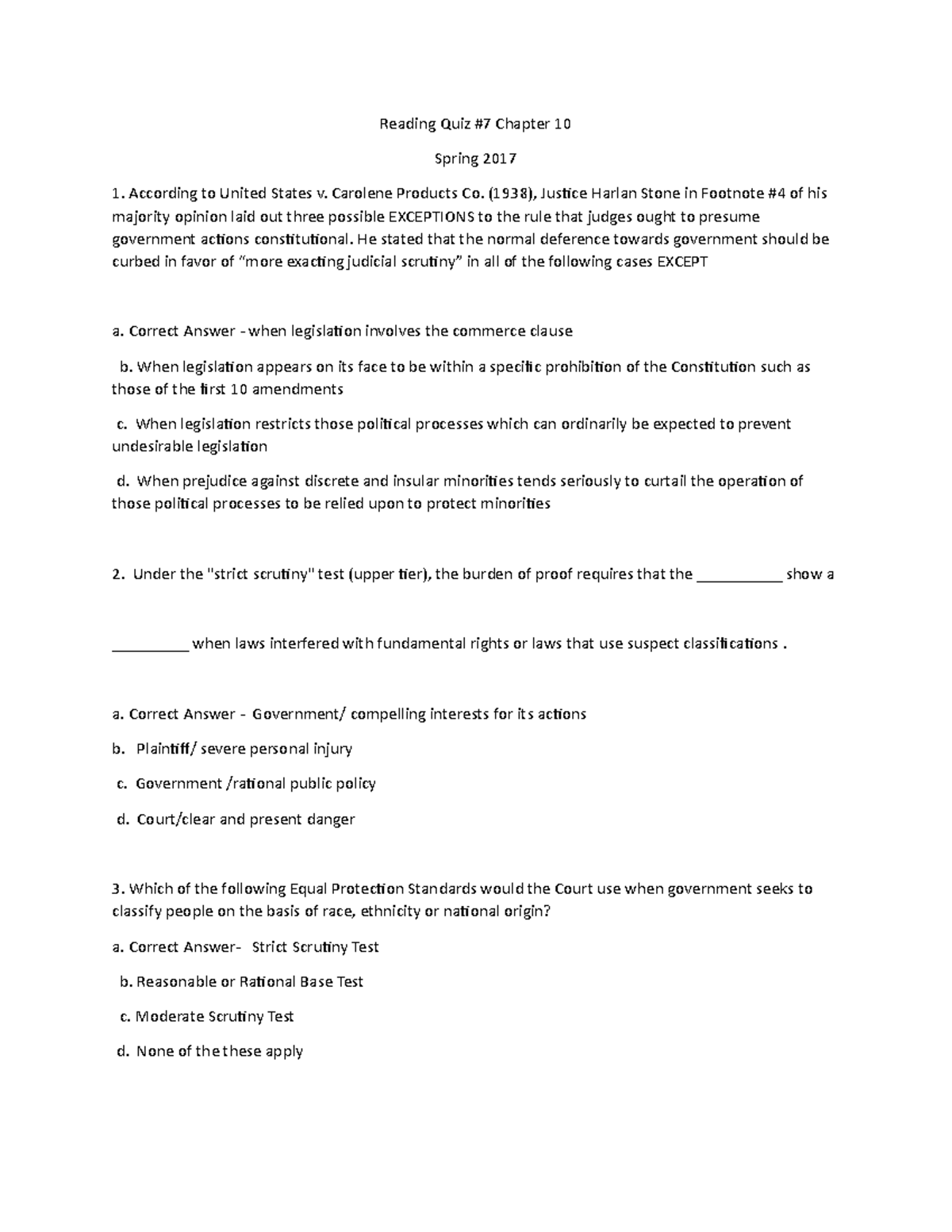 RQ 7 - Questions and Answers to quizzes taken in-class on a scantron ...