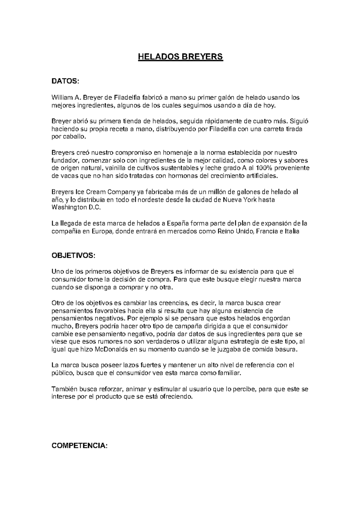 Helados Breyers - HELADOS BREYERS DATOS: William A. Breyer de ...