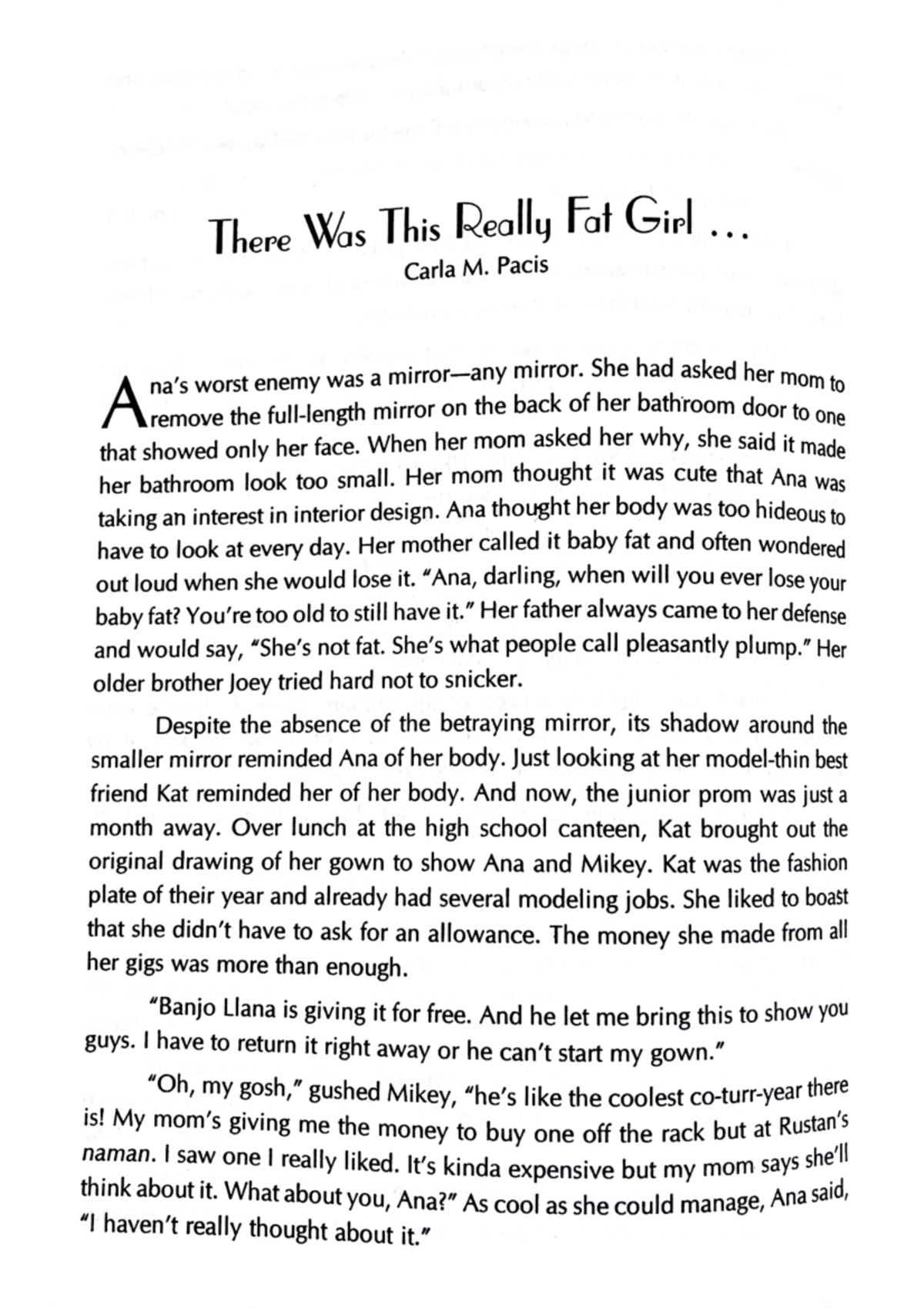 There Was This Really Fat Girl Carla M - BS Secondary Education - Studocu