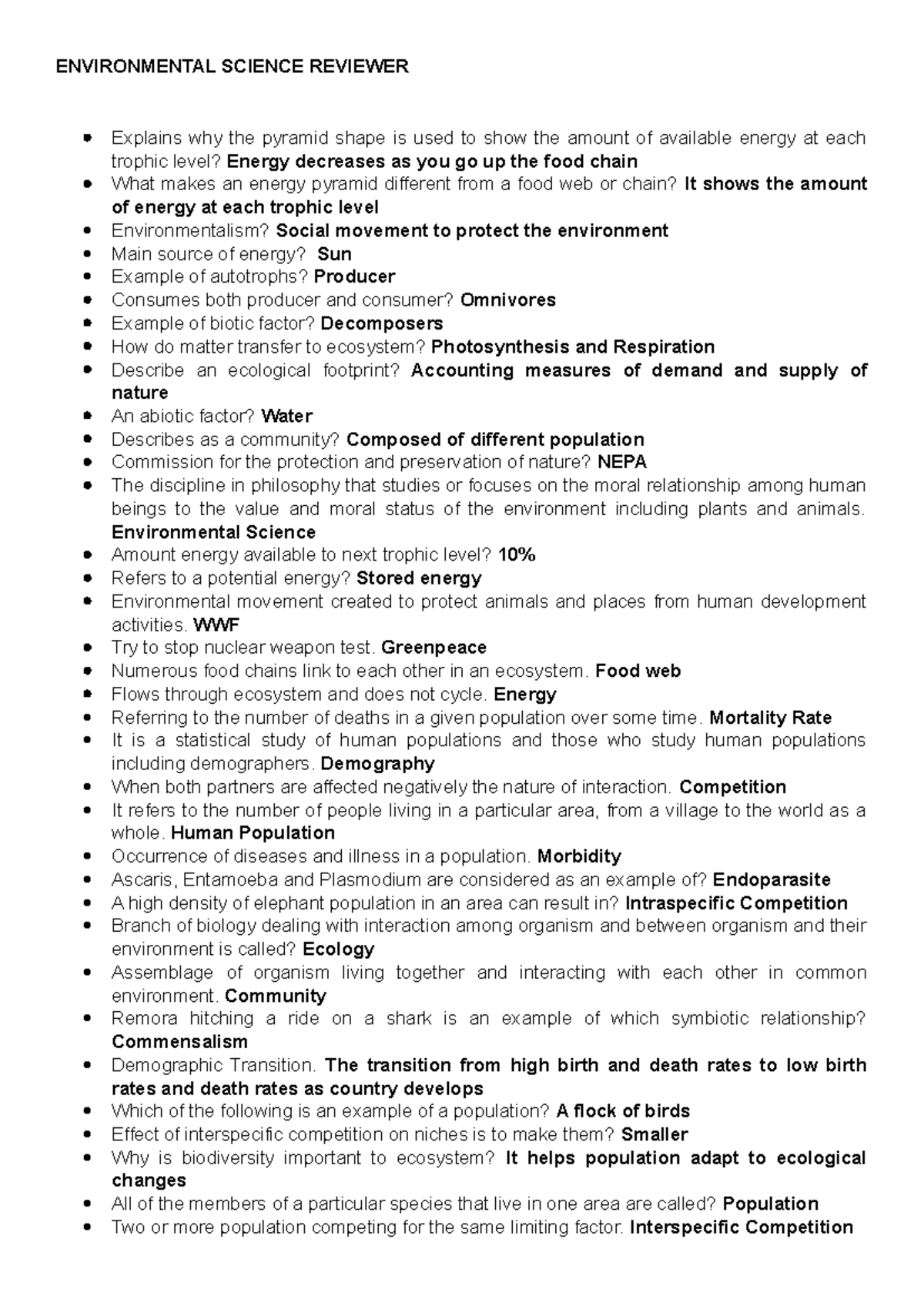 GE-15 Reviewer - Environmental Science - ENVIRONMENTAL SCIENCE REVIEWER ...