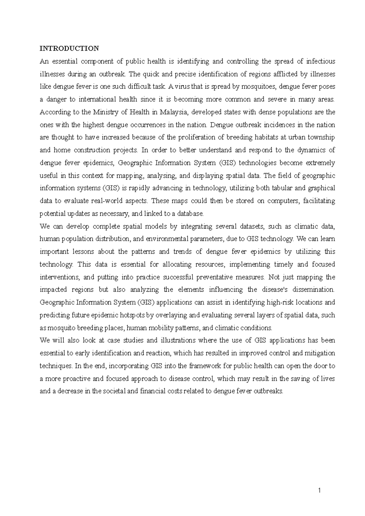 Assignment Gis Detect Dengue Fever Outbreak Using Gis Application Introduction An Essential