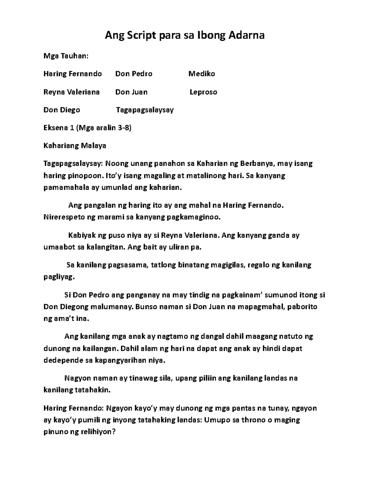 Ang Script para sa Ibong Adarna Eksena 13 8 - Ang Script para sa Ibong ...