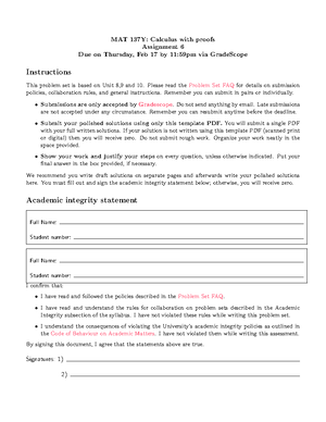 MAT137 2020 - 2021 Course Syllabus Outline - MAT137Y1Y: Calculus with ...