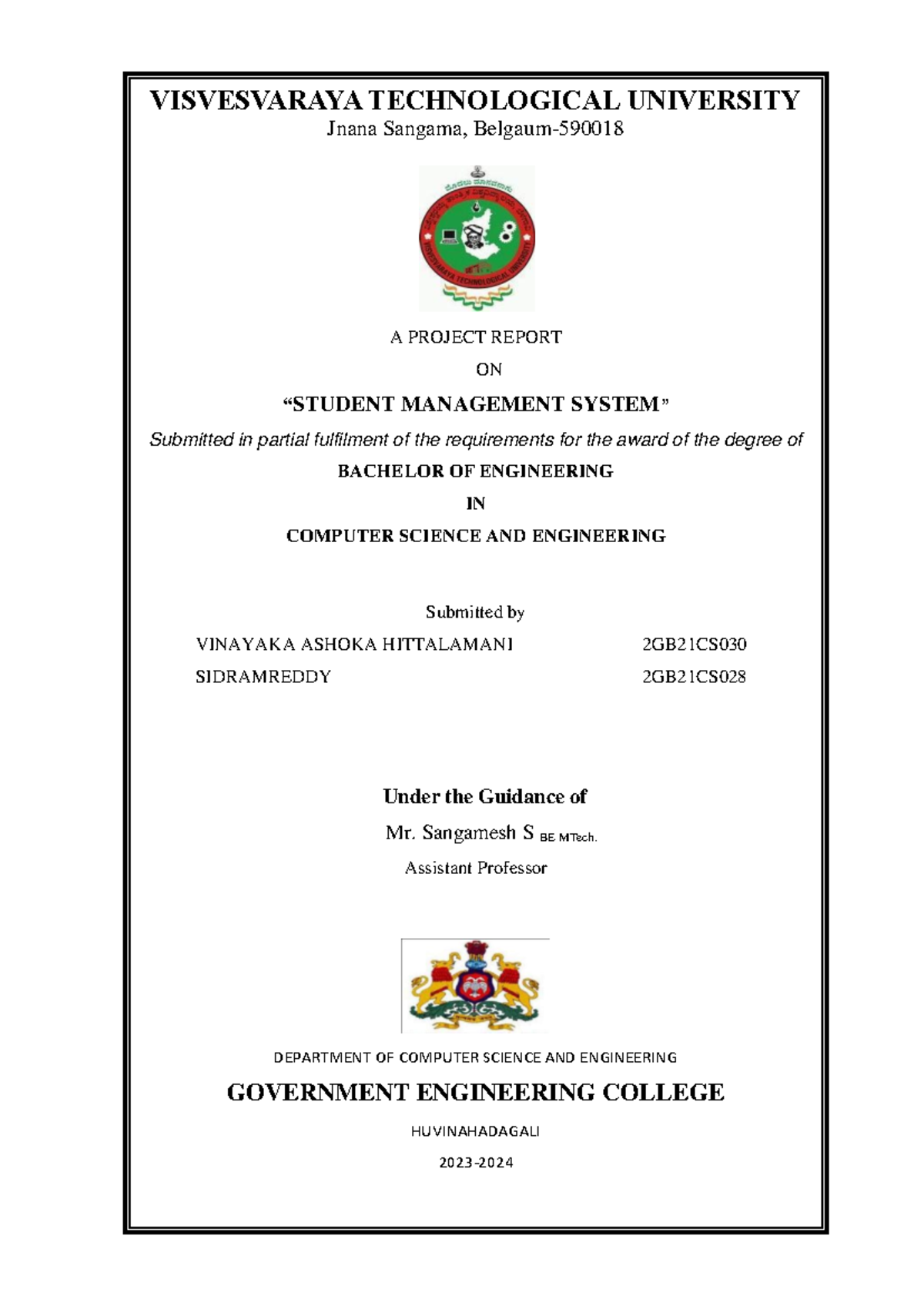 Mini project final - VISVESVARAYA TECHNOLOGICAL UNIVERSITY Jnana ...